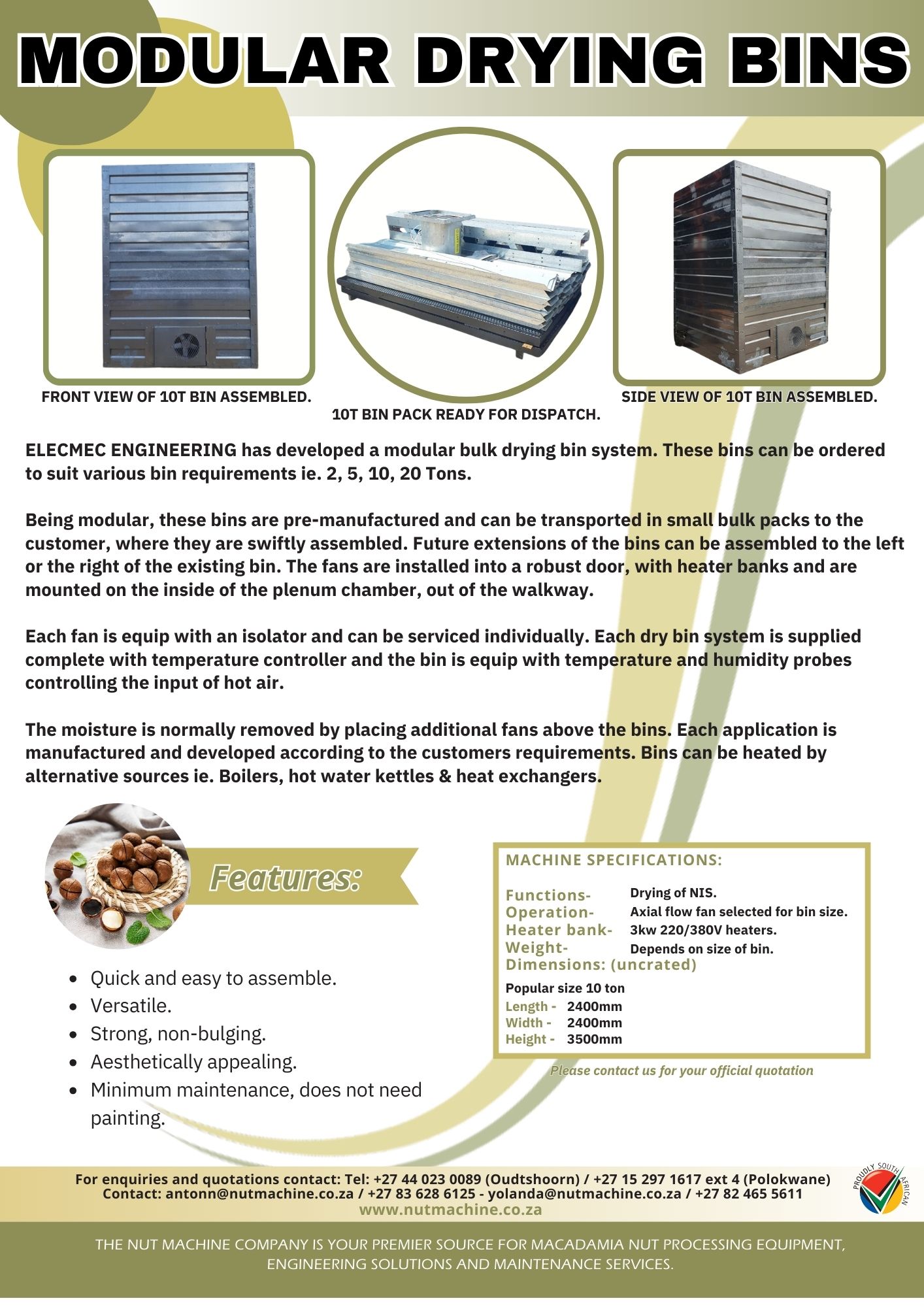 Drying Bins | The Nut Machine Company